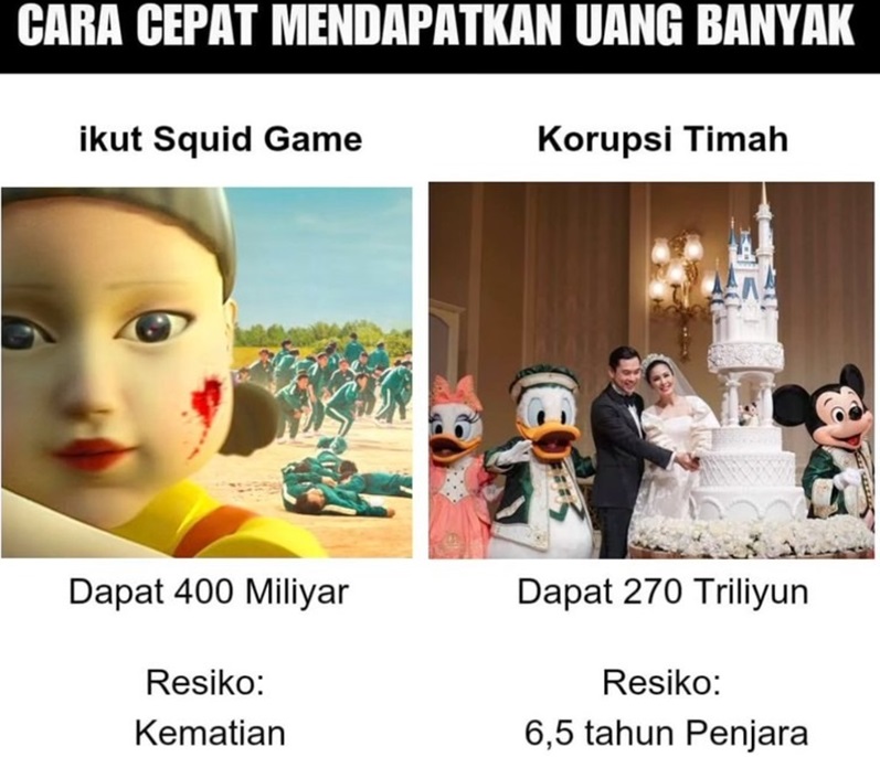 Viral Meme Sindir Kasus Korupsi Harvey Moeis dan Rilis Squid Game 2 ...
